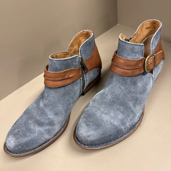 Born | Shoes | Born Katy Booties Denim Blue Suede With Chestnut Brown ...